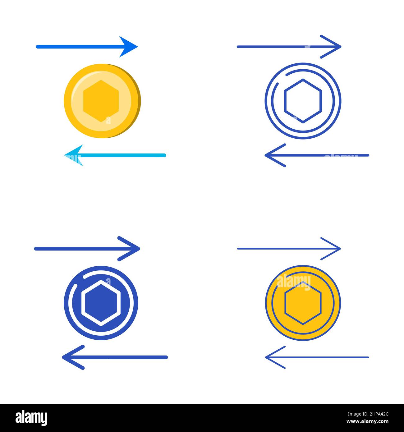 Transfer icon set in flat and line style. Non fungible token symbol ...