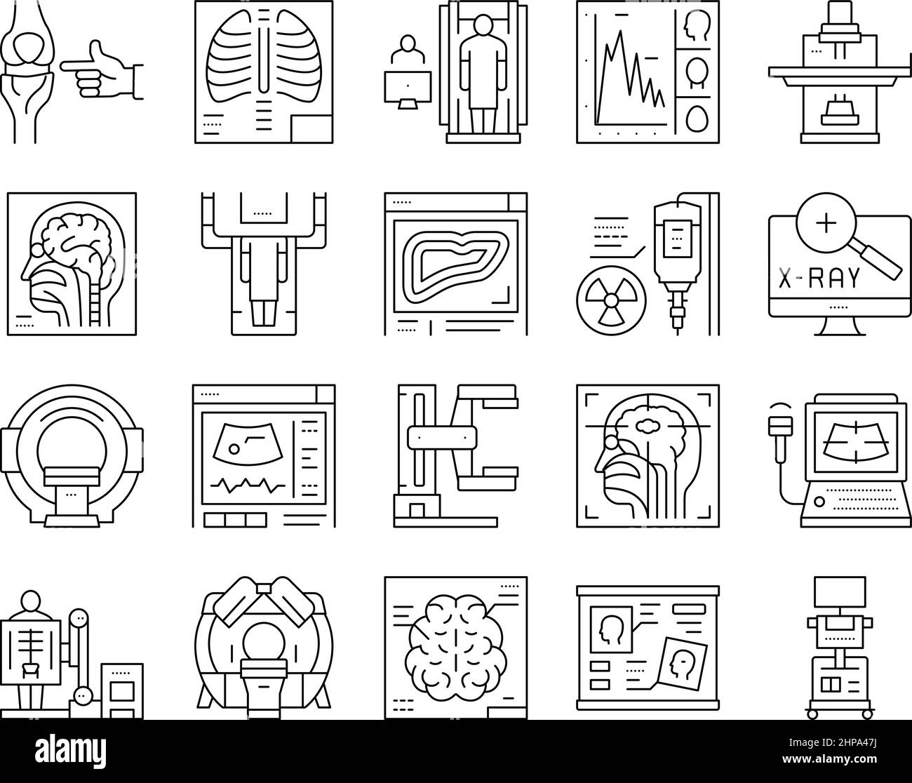 Radiology Equipment Collection Icons Set Vector Illustration Stock ...