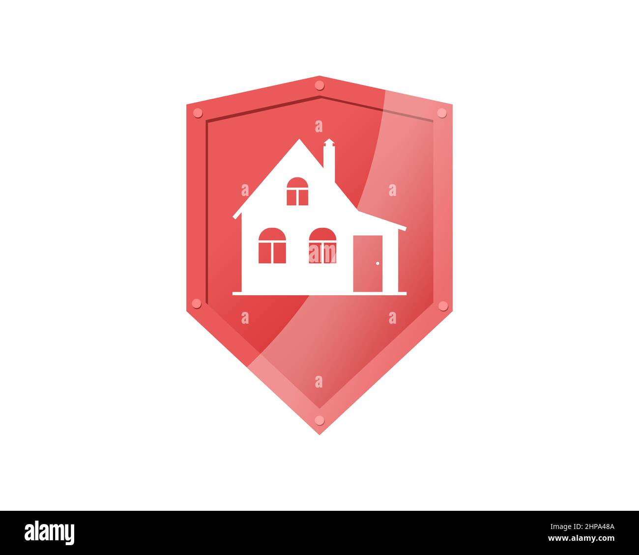 Home protection logo design template. Red shield with house logotype ...