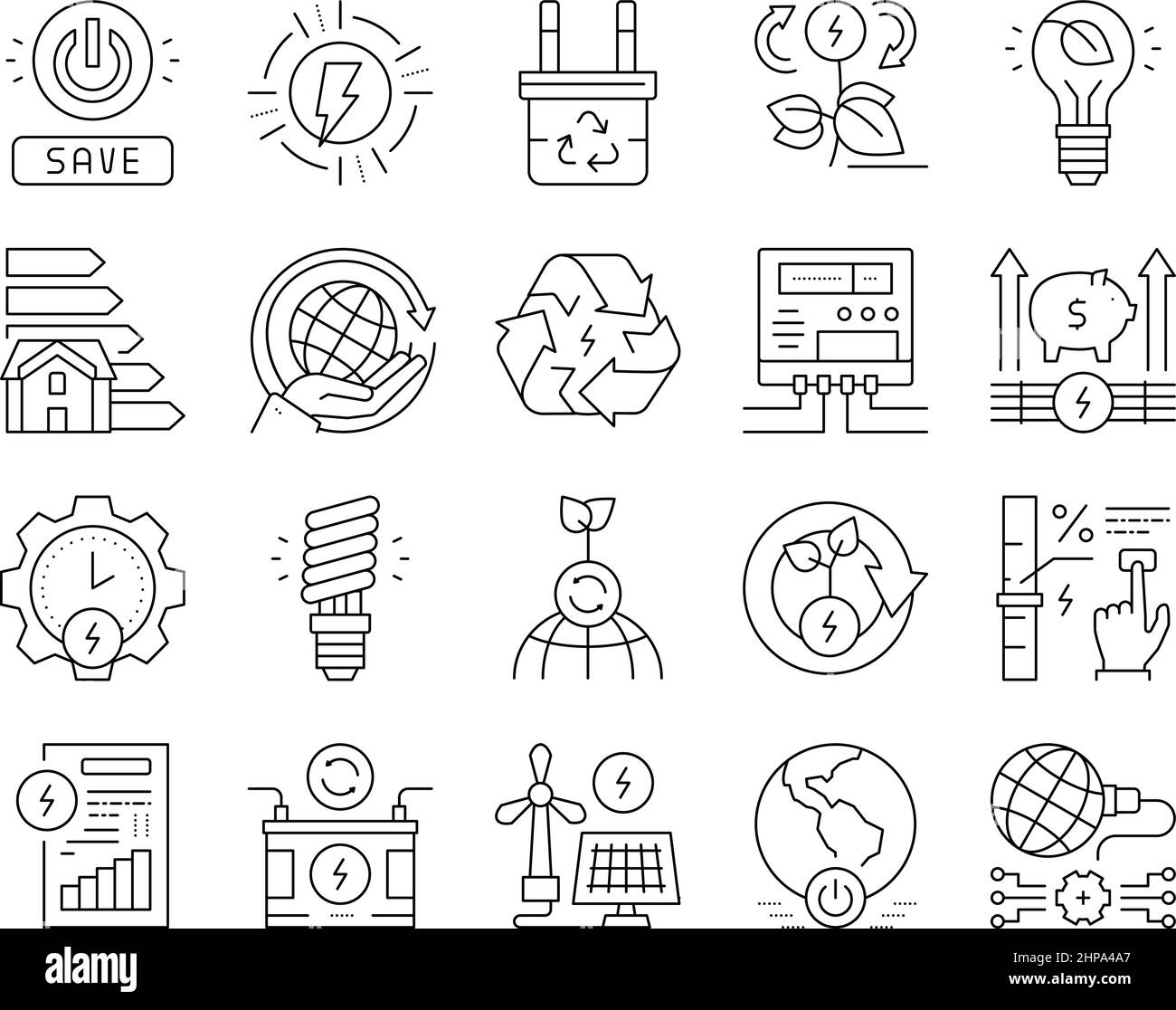 Energy Saving Tool Collection Icons Set Vector Stock Vector Image & Art ...