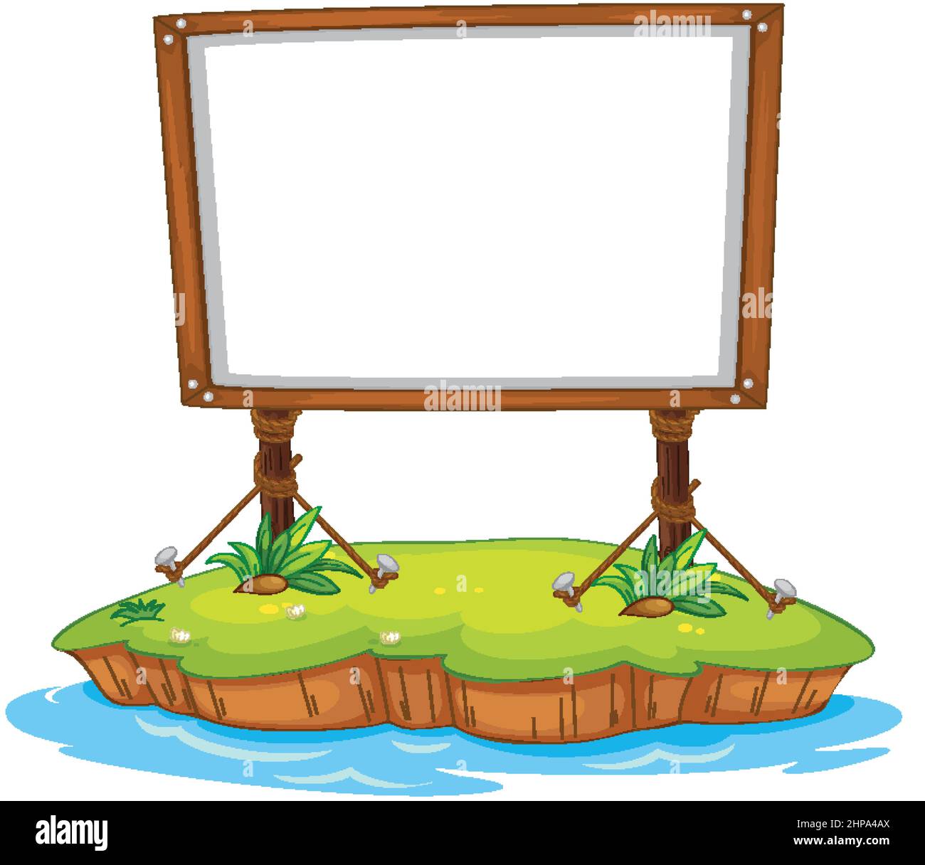 Empty board on island on white background illustration Stock Vector ...