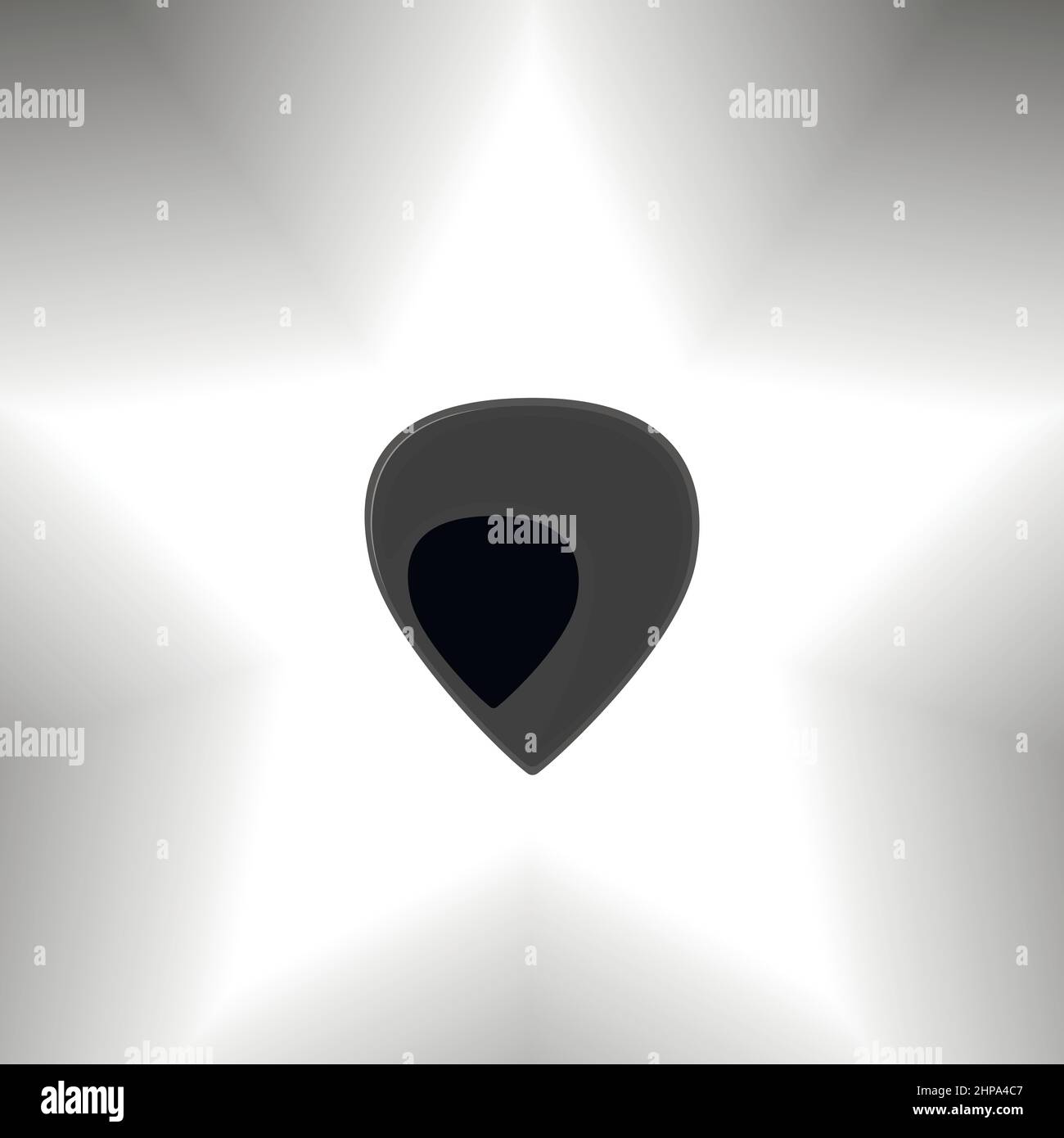 black guitar pick icon. vector illustration on the background of a star ...