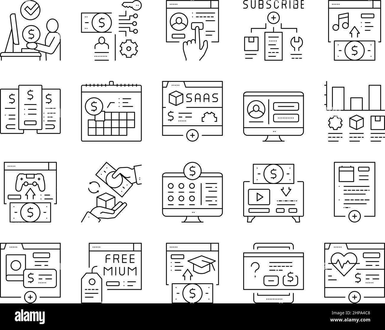 Subscription Content Collection Icons Set Vector Stock Vector Image ...
