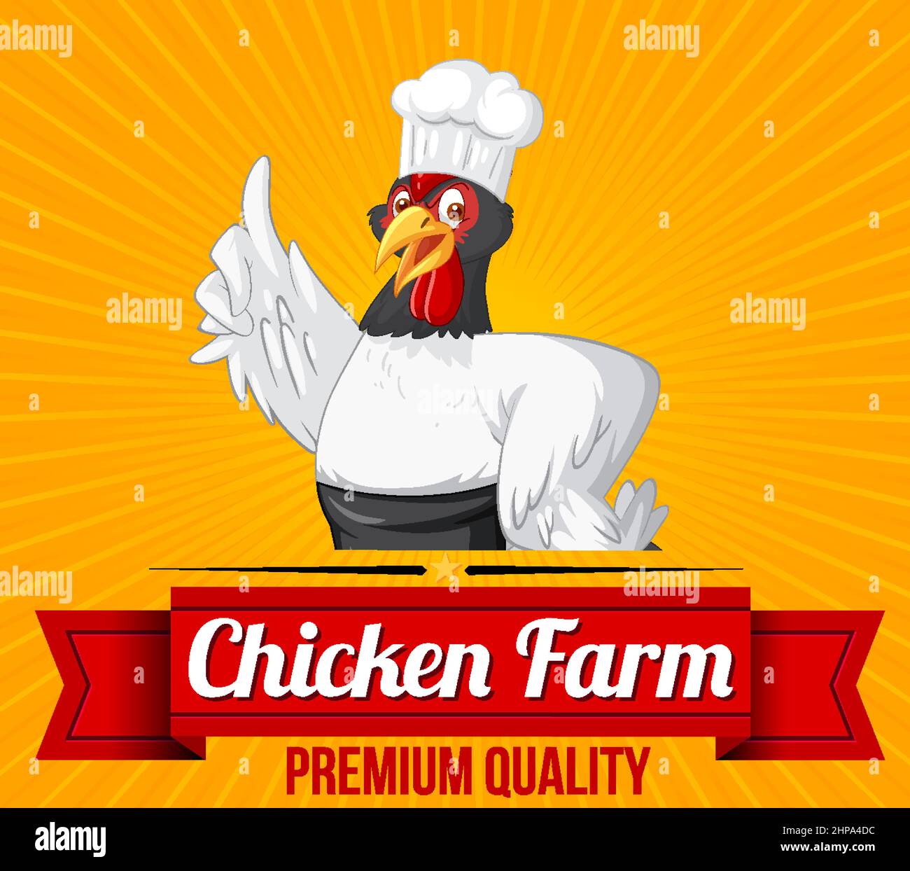 Chicken premium quality banner with chicken chef cartoon character ...
