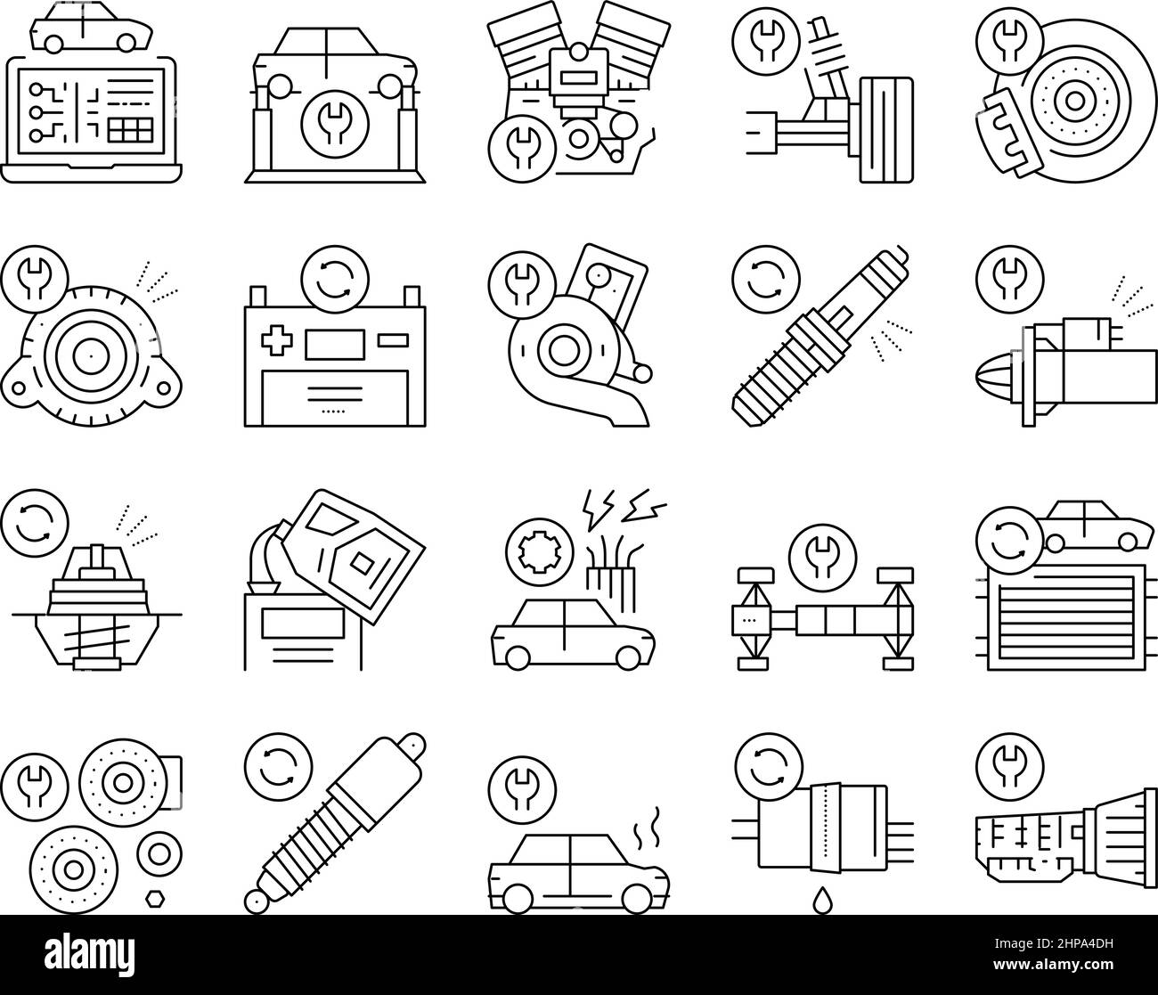 Car Service Garage Collection Icons Set Vector Stock Vector Image & Art ...