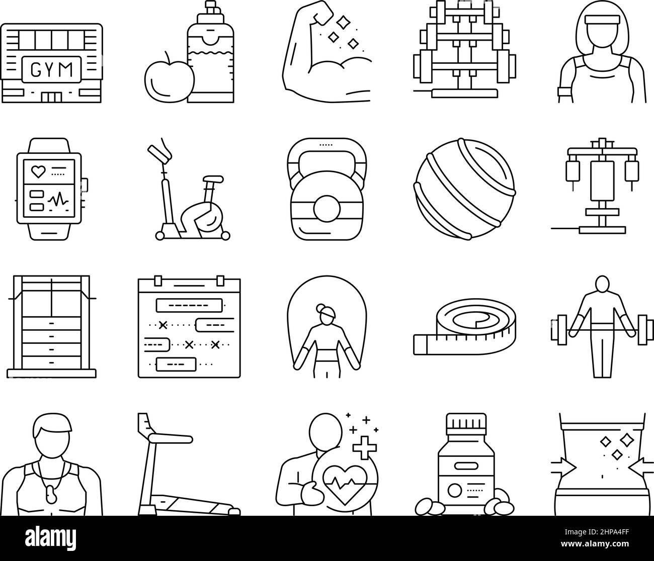 Fitness Health Athlete Training Icons Set Vector Stock Vector Image ...