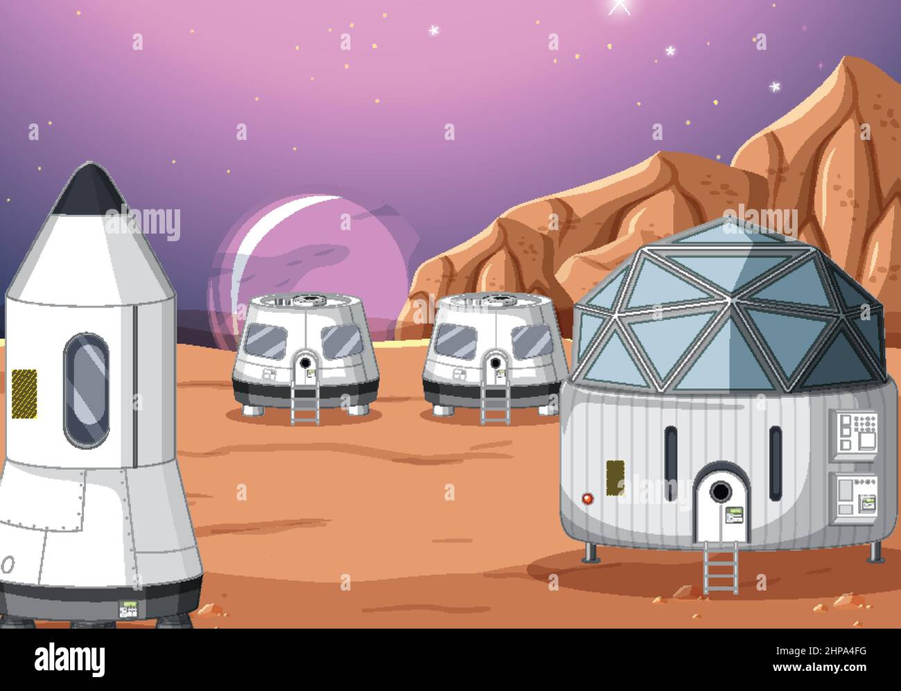 Landscape of space settlement illustration Stock Vector Image & Art - Alamy