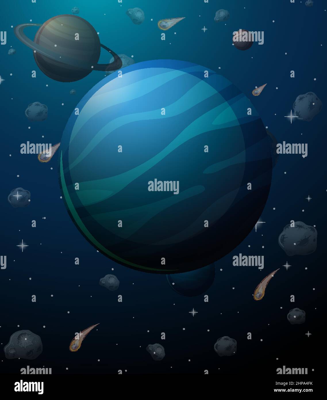 Neptune planet on space background illustration Stock Vector Image ...