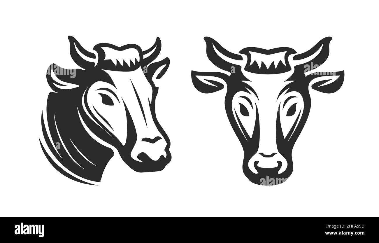 Cow head logo. Emblem for Butcher shop, dairy farm, meat market and ...