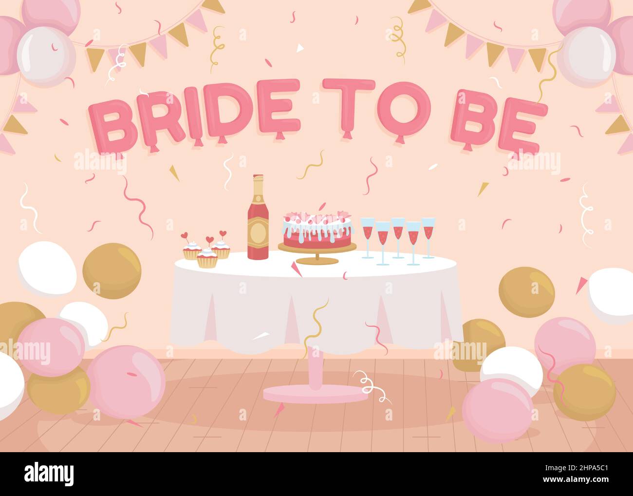 Home bachelorette party flat color vector illustration Stock Vector ...