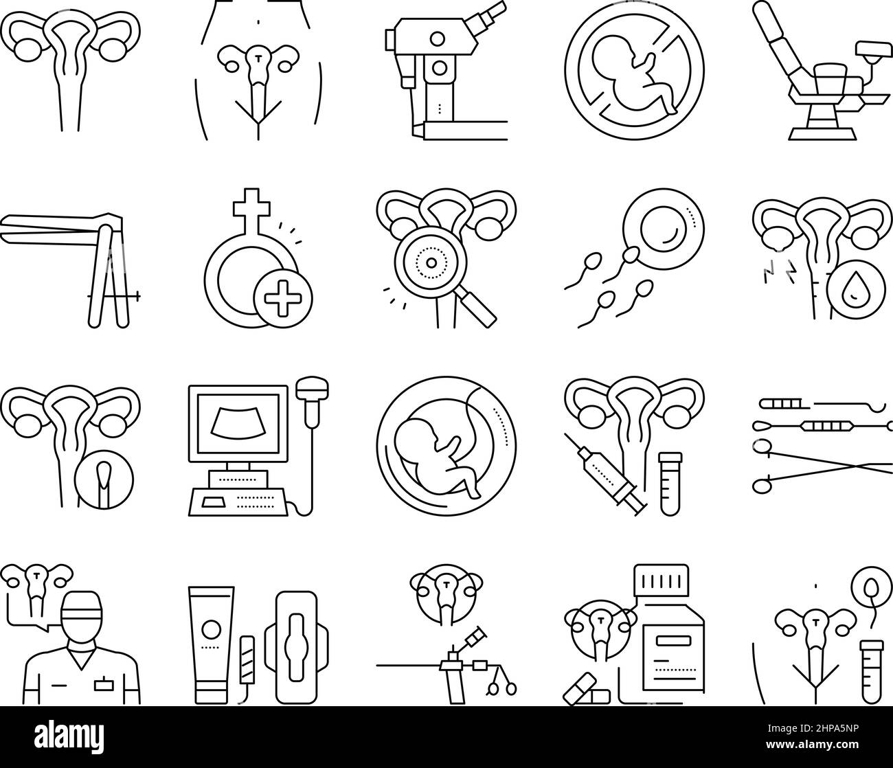 Gynecology Treatment Collection Icons Set Vector sign Stock Vector ...