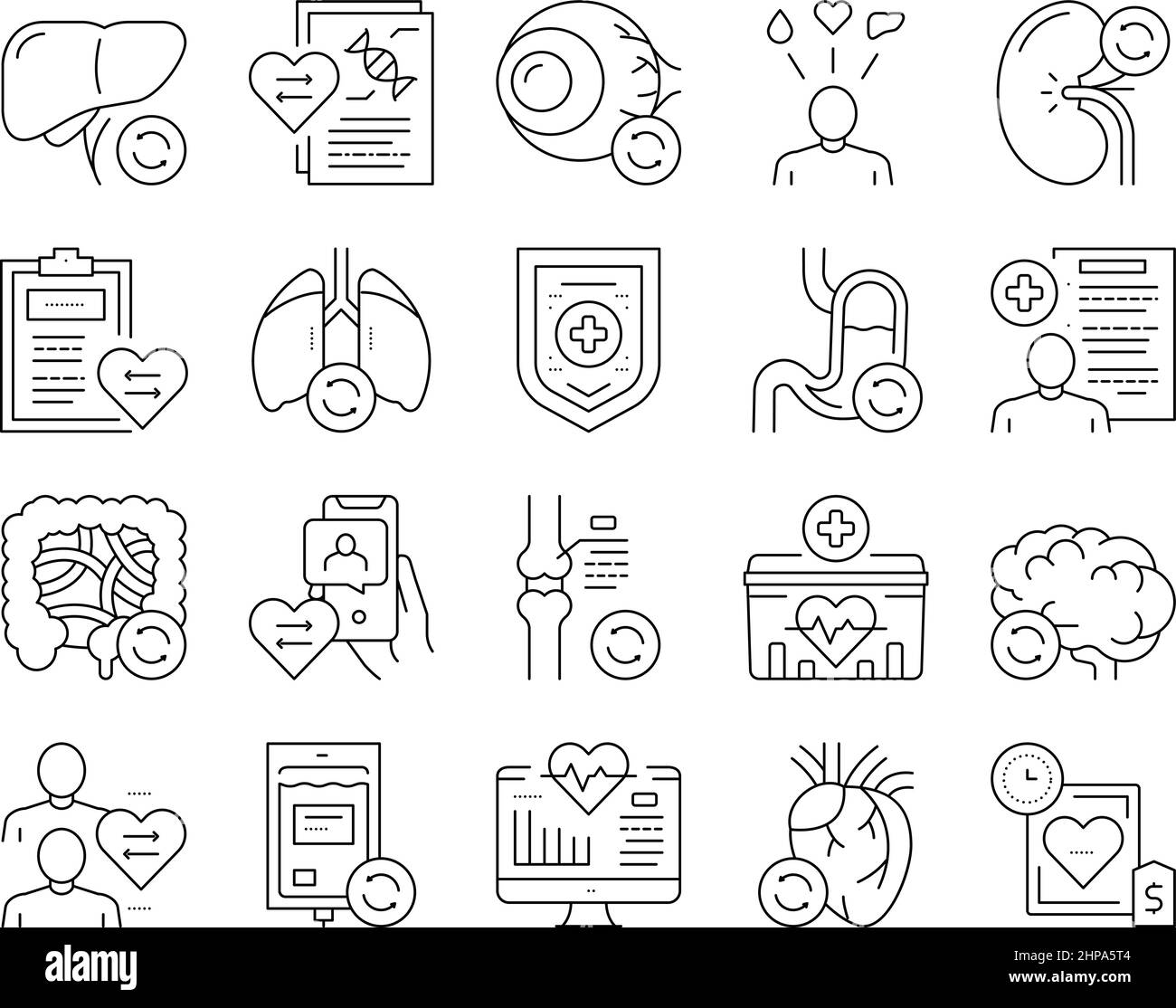 Organ Donation Medical Collection Icons Set Vector Stock Vector Image ...