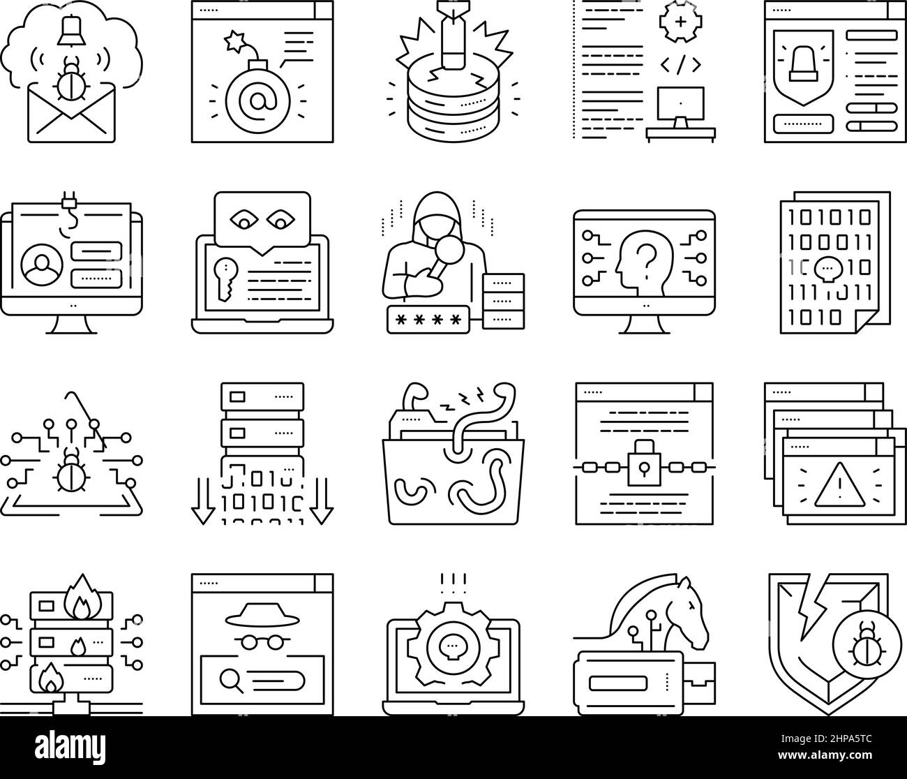 Cyber Security System Technology Icons Set Vector Stock Vector Image ...