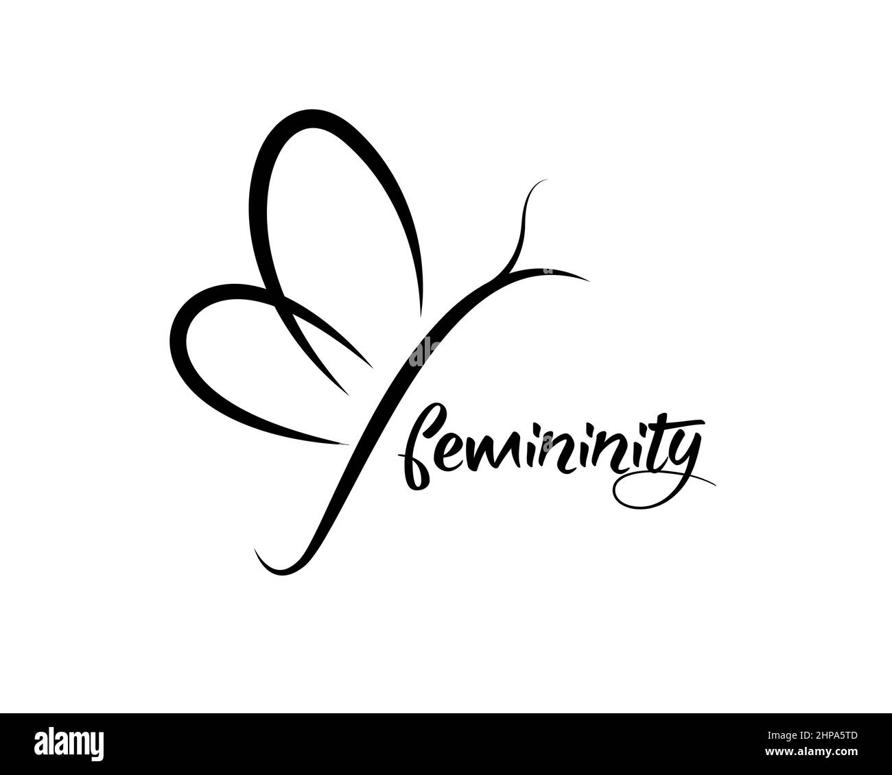 sketched butterfly vector logo template, femininity concept, black line ...