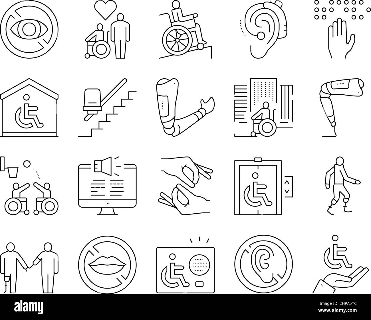 Disability Technology Collection Icons Set Vector Stock Vector Image ...