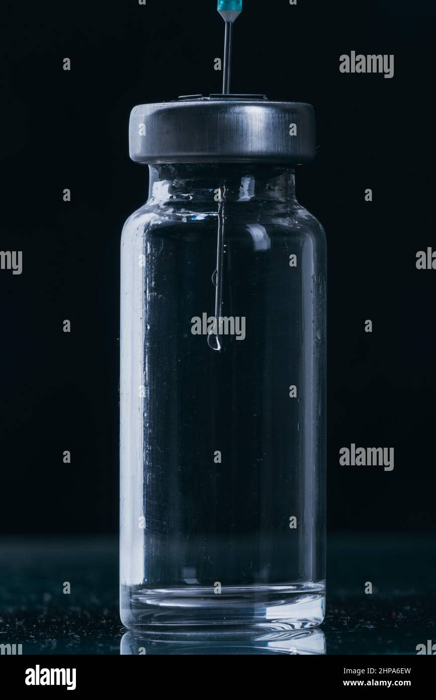 Medicine, Injection, vaccine and disposable syringe, drug concept ...