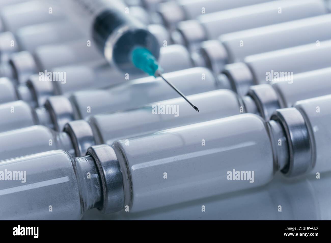 Medicine, Injection, vaccine and disposable syringe, drug concept ...
