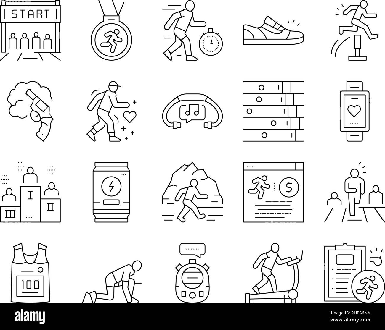 Running Athletic Sport Collection Icons Set Vector Stock Vector Image ...