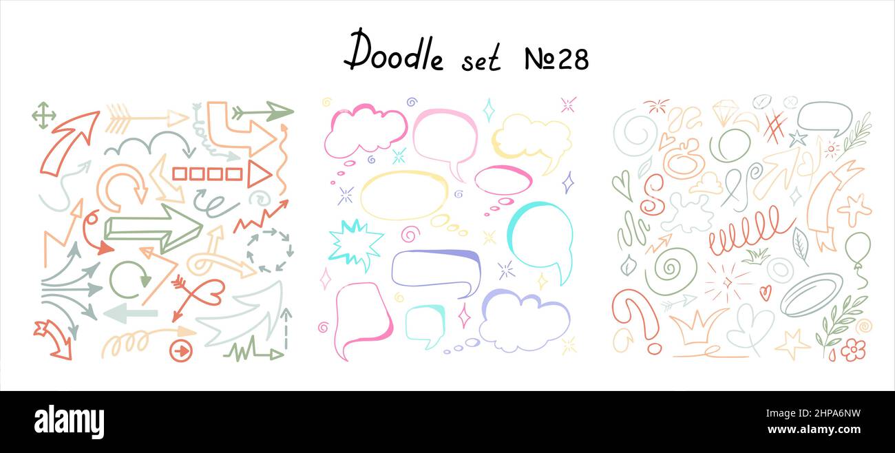 Vector doodle hearts Speech hand drawn bubbles set. Talk clouds ...