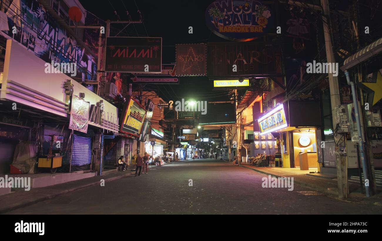 PATTAYA, THAILAND - MARCH 20, 2020: Empty deserted Walking Street ...