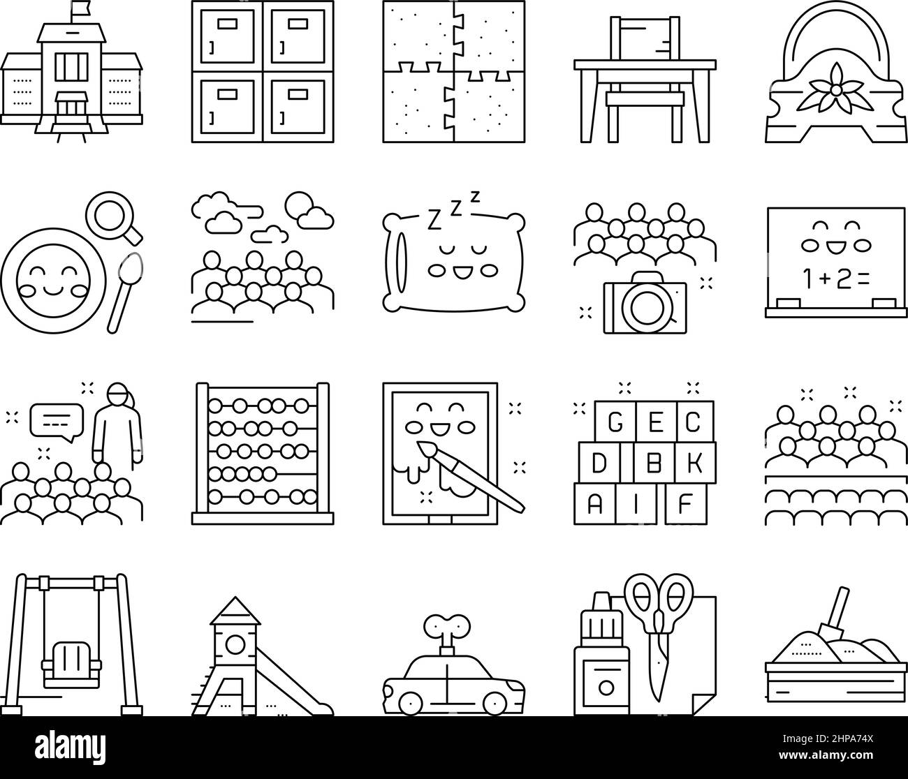 Kindergarten Activity Collection Icons Set Vector Stock Vector Image ...