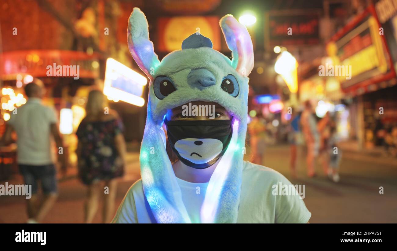 Children girl kid caucasian at Pattaya Walking Street with wearing ...