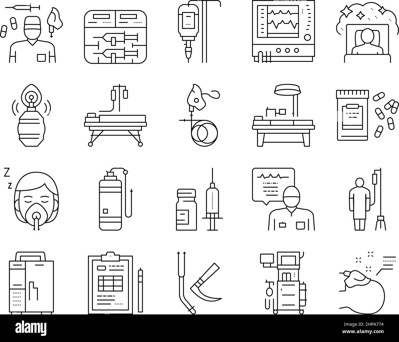Anesthesiologist Tool Collection Icons Set Vector Stock Vector Image ...