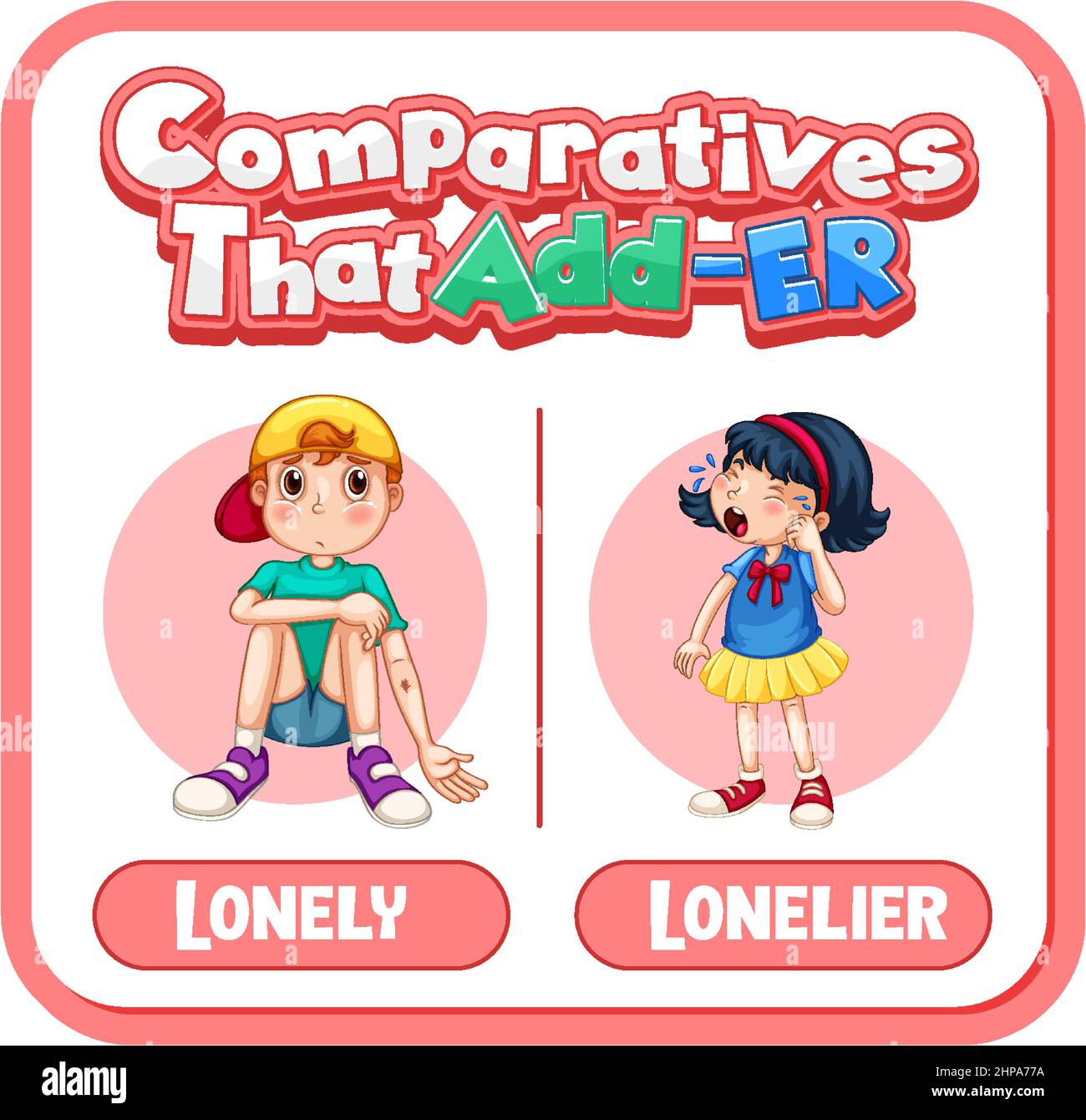Comparative adjectives for word lonely illustration Stock Vector Image ...