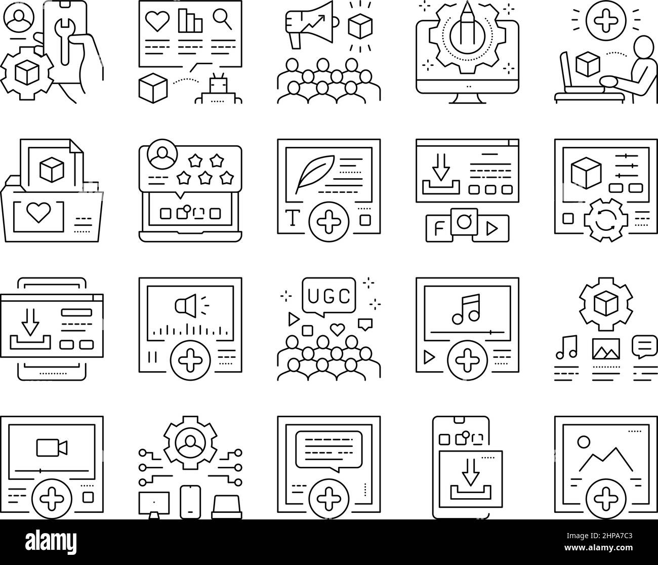 User Generated Content Collection Icons Set Vector Stock Vector Image ...