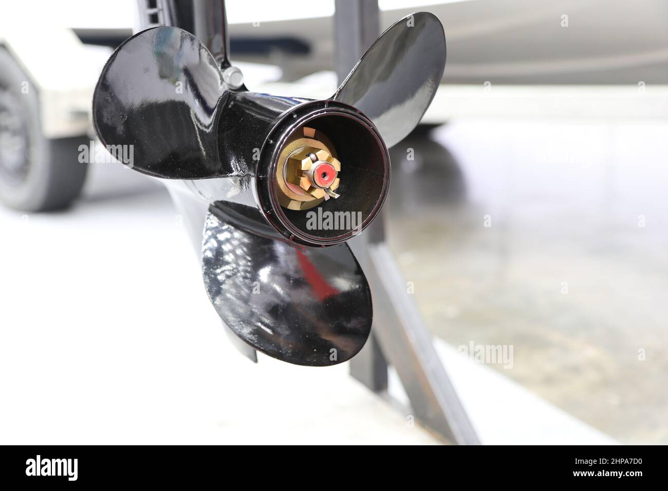 black three blade of marine engine for speed boat ; engineering ...