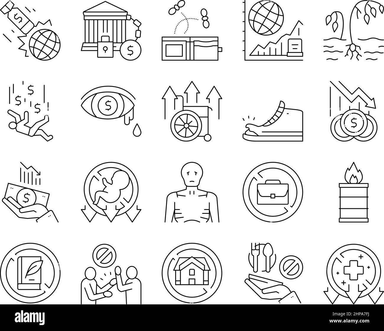 Poverty Destitution Collection Icons Set Vector Stock Vector Image ...