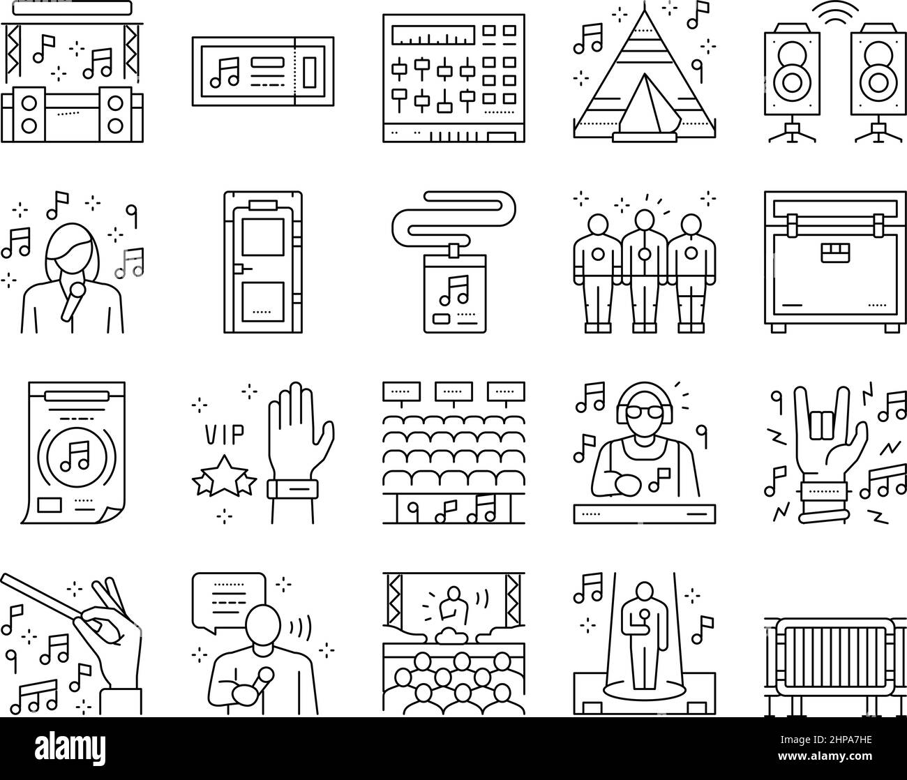 Music Festival Band Equipment Icons Set Vector Stock Vector Image & Art ...