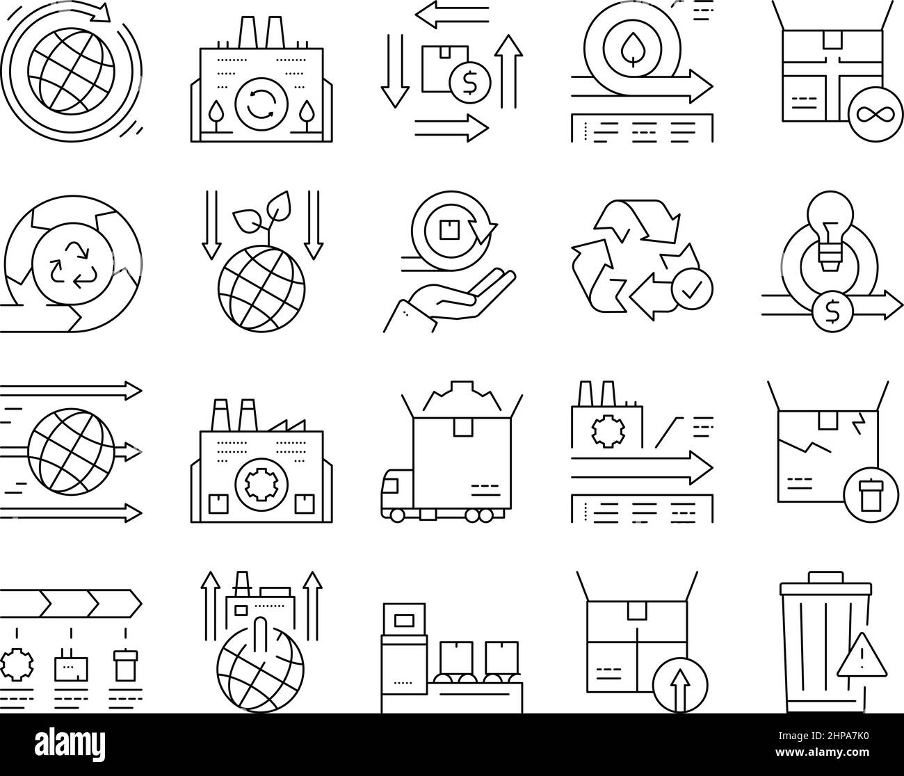 Circular And Linear Economy Model Icons Set Vector Stock Vector Image ...