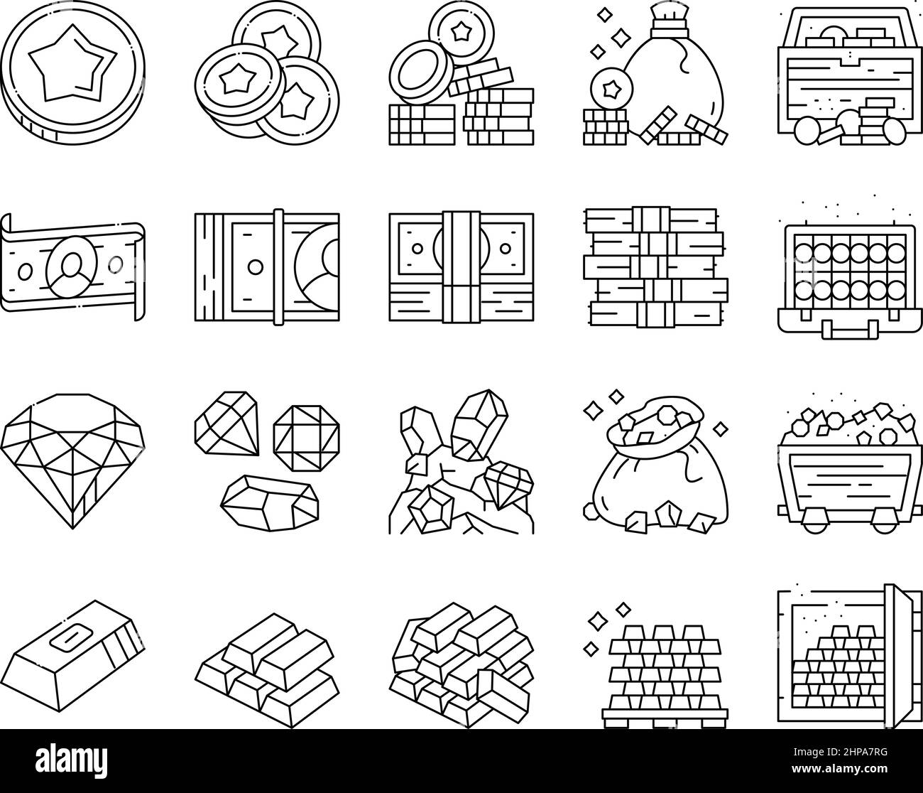 Currency Video Games Collection Icons Set Vector Stock Vector Image ...