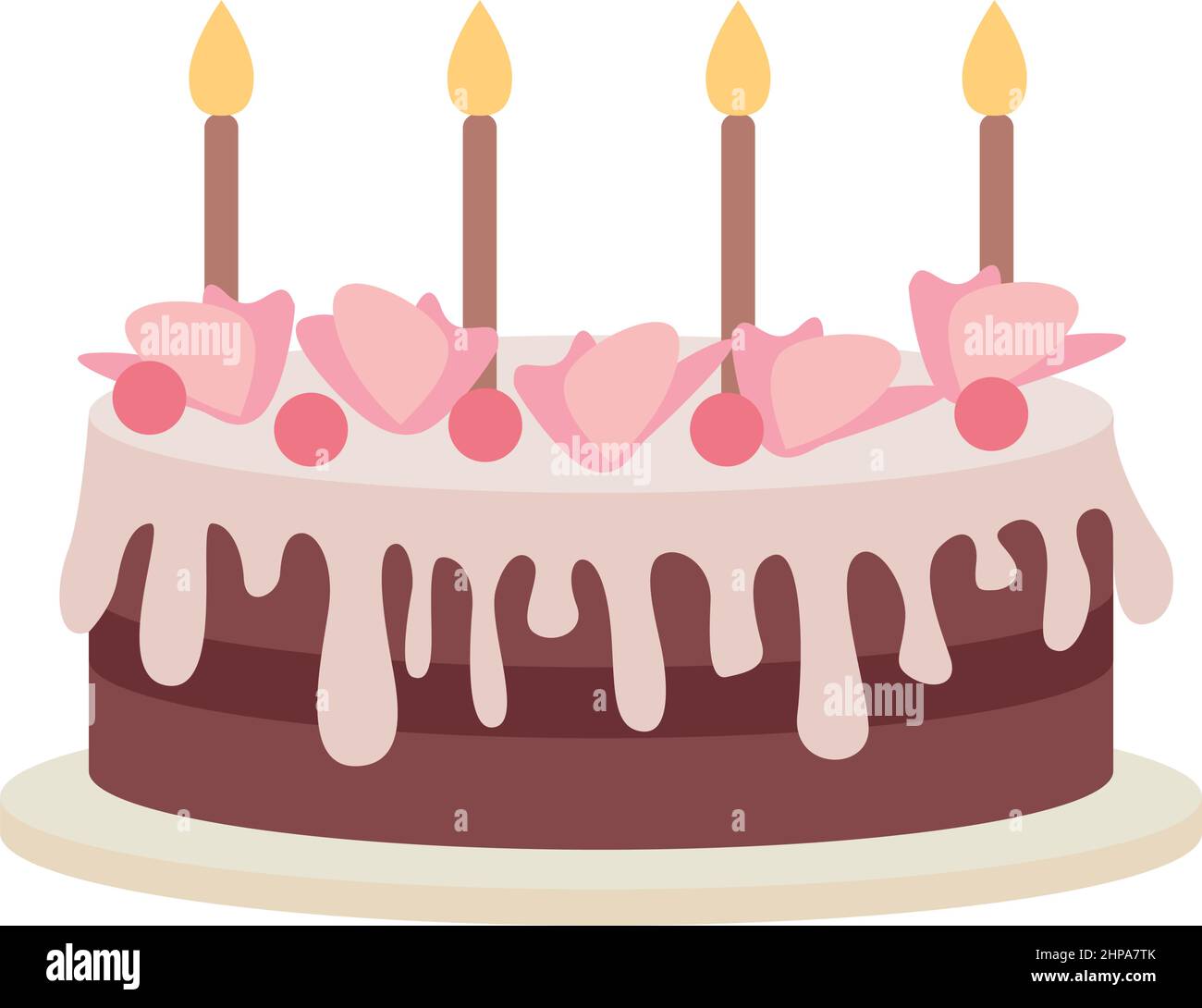 Birthday cake with decorations semi flat color vector object Stock ...