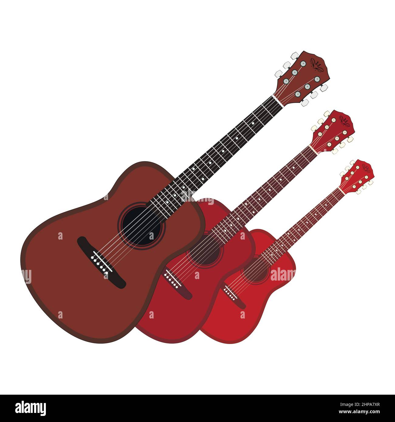 Acoustic guitar, on a white background. Stringed musical instruments ...