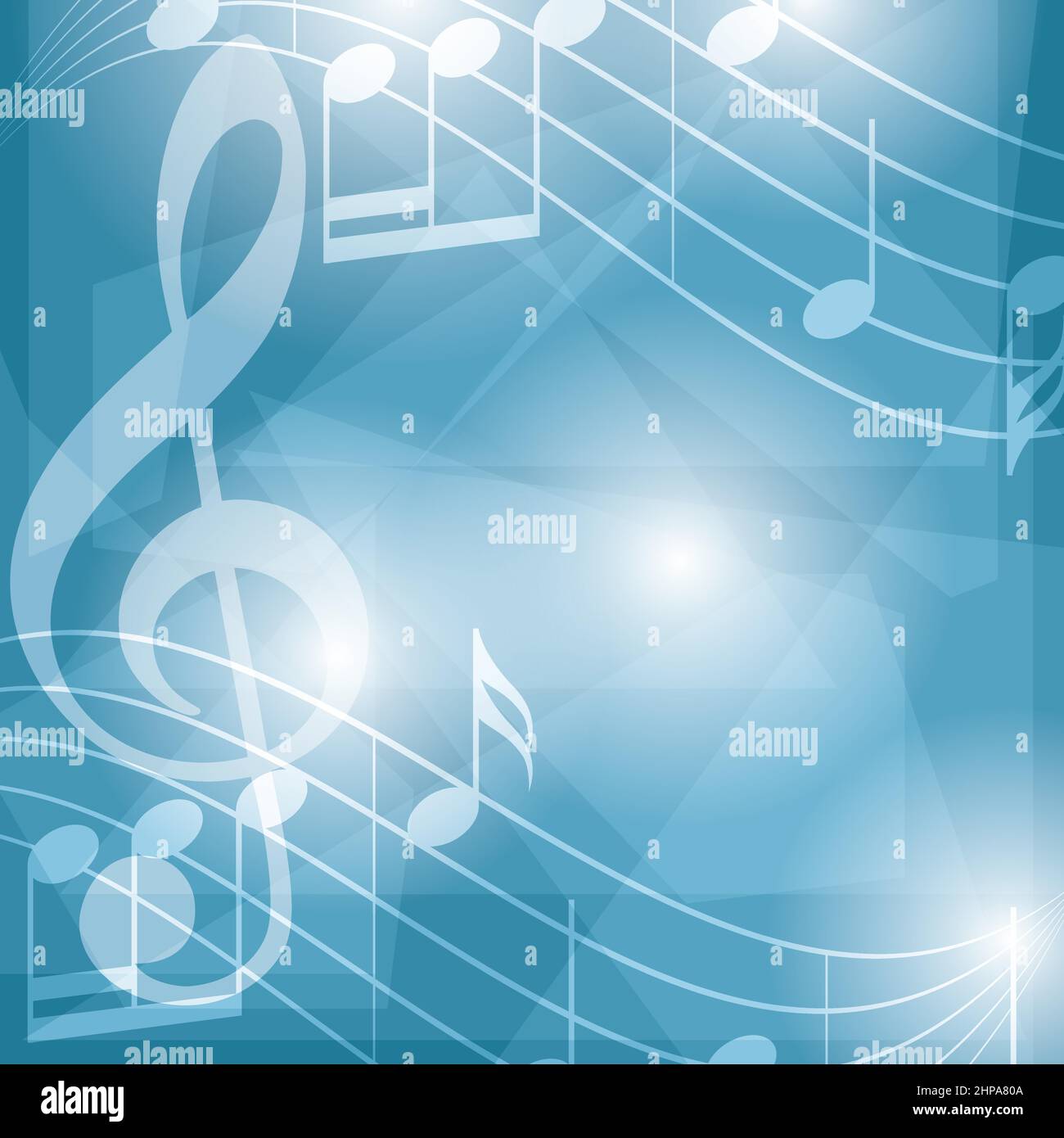 abstract blue music background with notes - vector Stock Vector Image ...