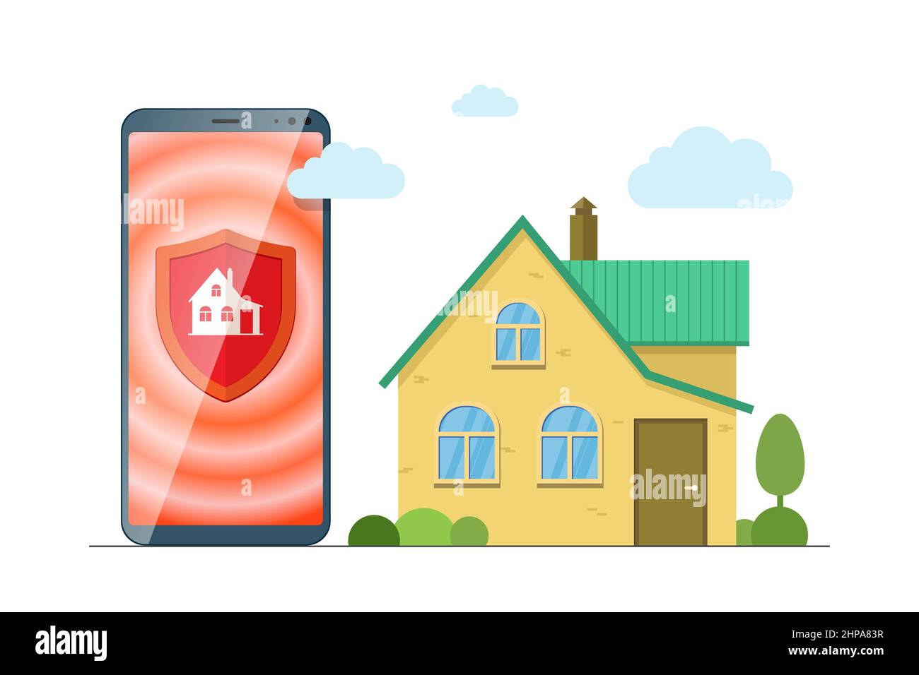 Tablet shield smart home house app Stock Vector Images - Alamy