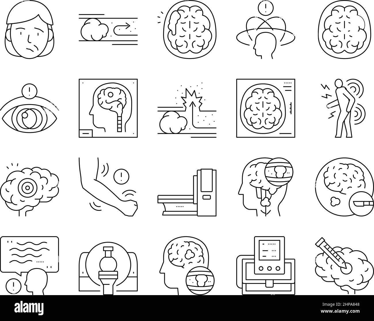 Stroke Health Problem Collection Icons Set Vector Stock Vector Image ...
