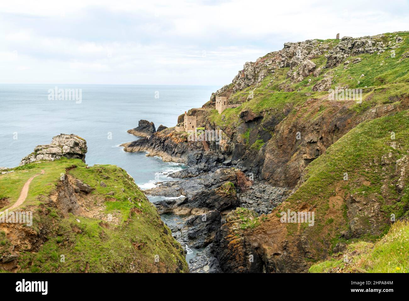 View from flower covered clifftop,UNESCO World Heritage site,on a calm ...