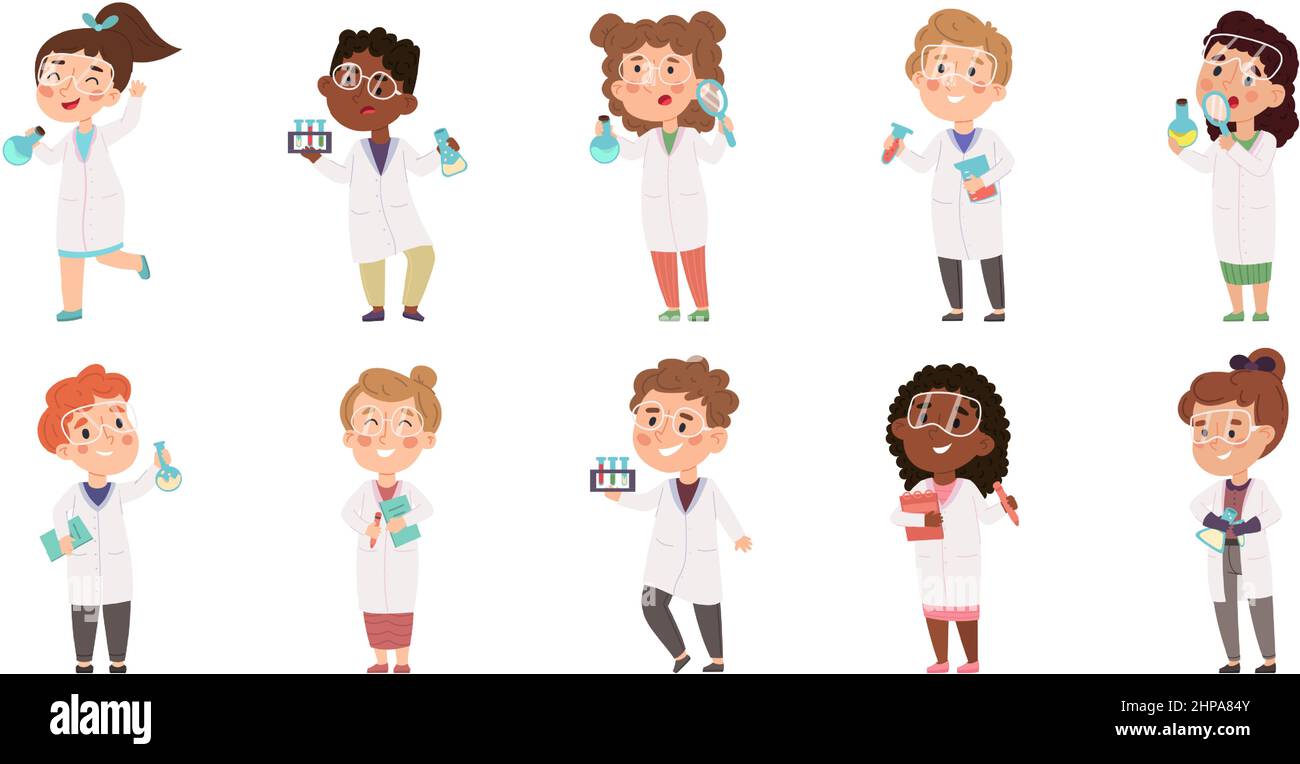 Science children, kids doing laboratory chemical experiment. Kids in ...