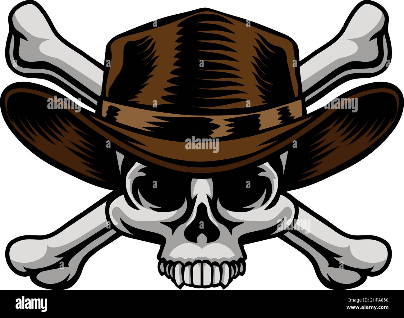 Cowboy Hat Western Skull Pirate Cross Bones Stock Vector Image & Art ...