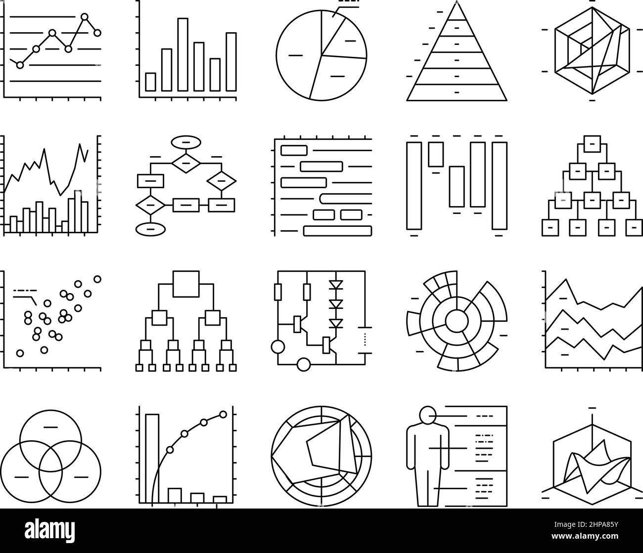Graph For Analyzing And Research Icons Set Vector Stock Vector Image And Art Alamy