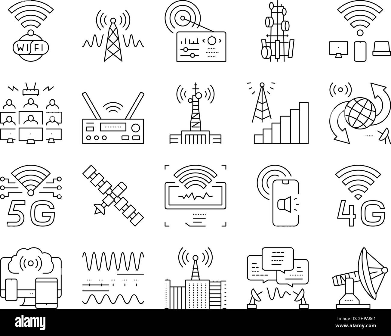Telecommunication Technology Icons Set Vector Stock Vector Image & Art ...