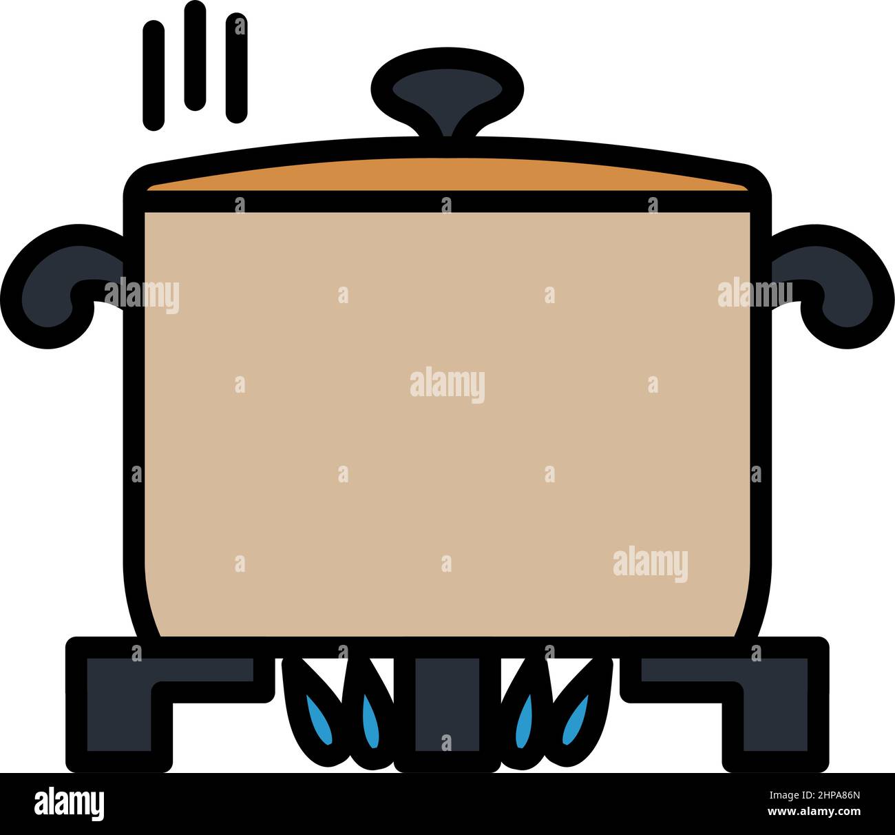 Boiling Pot Icon. Editable Bold Outline With Color Fill Design. Vector ...