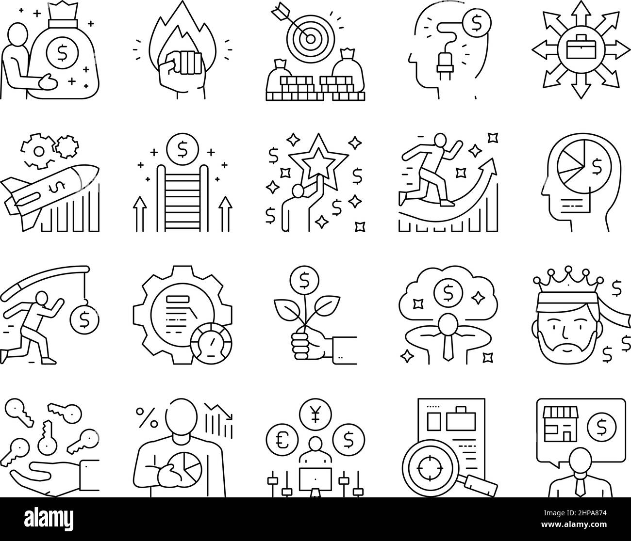 Business Motivation Collection Icons Set Vector Stock Vector Image ...