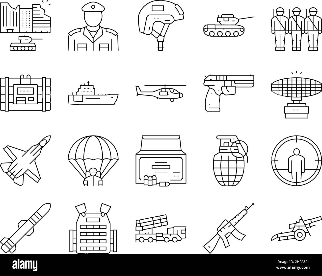 Army Soldier And War Technics Icons Set Vector Stock Vector Image & Art ...