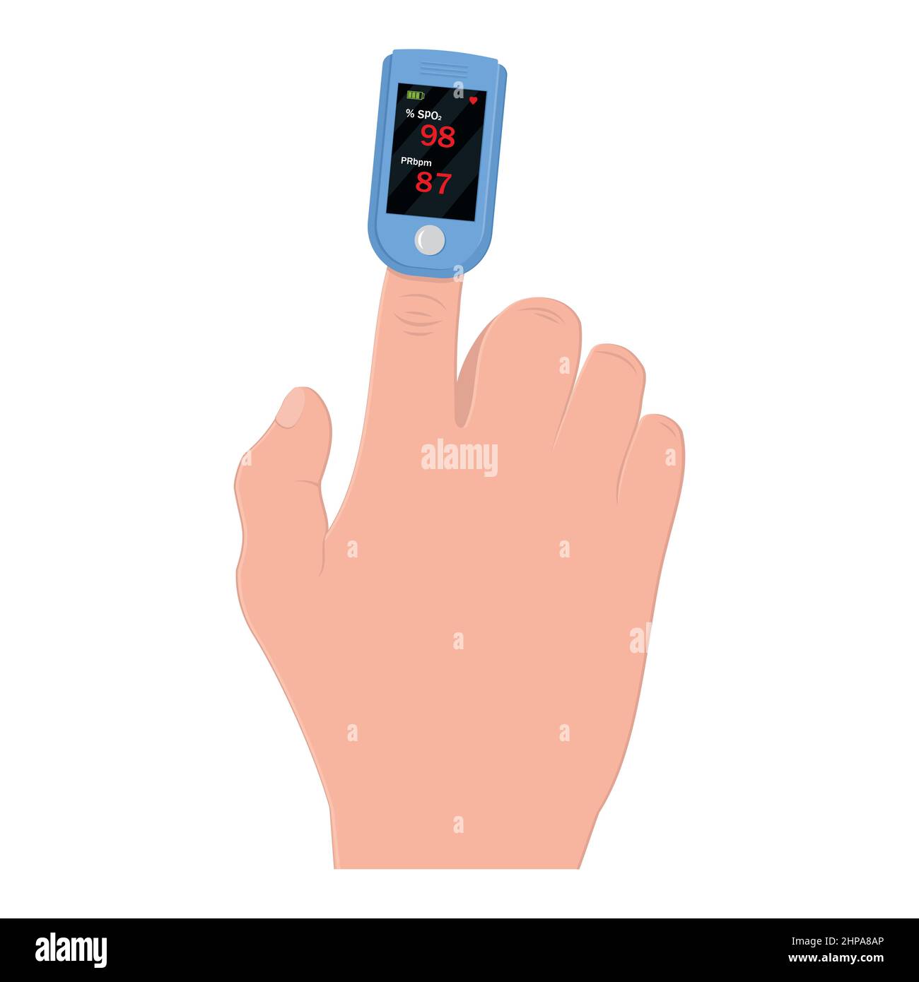 oxygen measuring device on the finger, color vector isolated cartoon ...