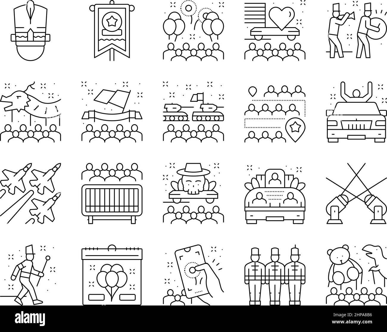 Parade Celebration Festival Event Icons Set Vector Stock Vector Image ...