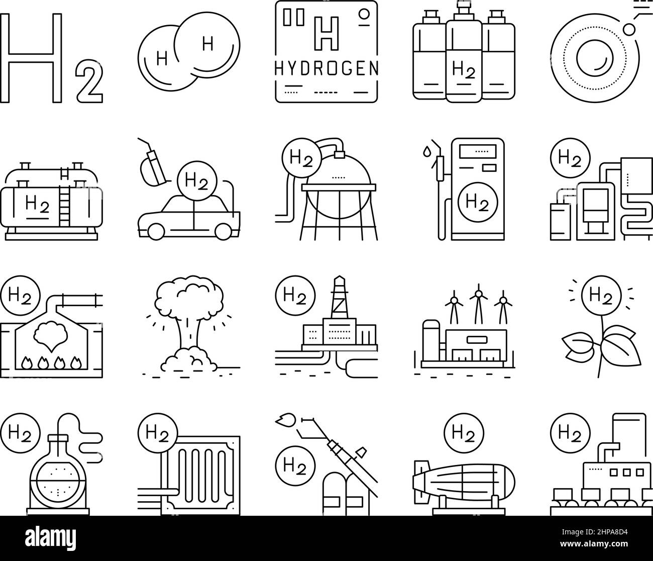 Hydrogen Industry Collection Icons Set Vector Stock Vector Image & Art ...